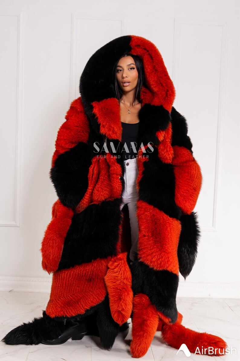 Luxury Scandinavian Double Face Fur Oversized Diagonal Cut Fox Fur Coat ...