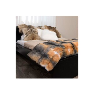 5stars Full Skin Real Grey FOX FUR Throw,fur Comforter,fur Blanket,fur ...