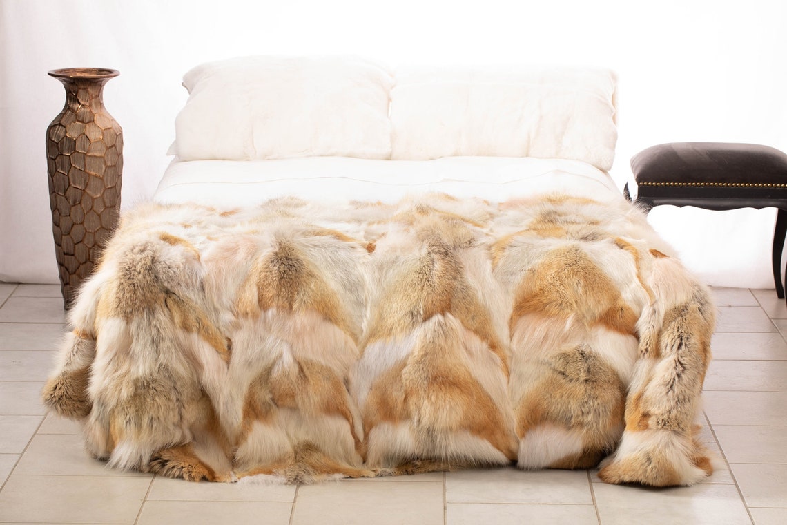 Real COYOTE Fur Throw, Fur Warmer, Fur Comforter, Fur Rug - Etsy