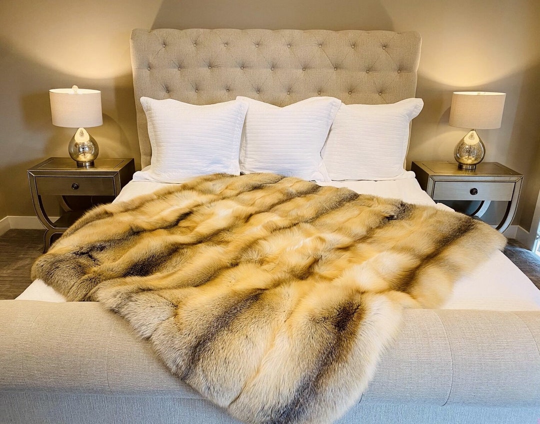 Luxury Full Skin REAL FOX FUR Throw,fur Comforter,fur Blanket,various ...