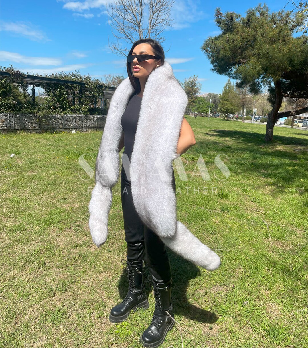 LUXURY FOX Fur BOA With Tails ,full Skin Fox Scarf With Tails,fox ...