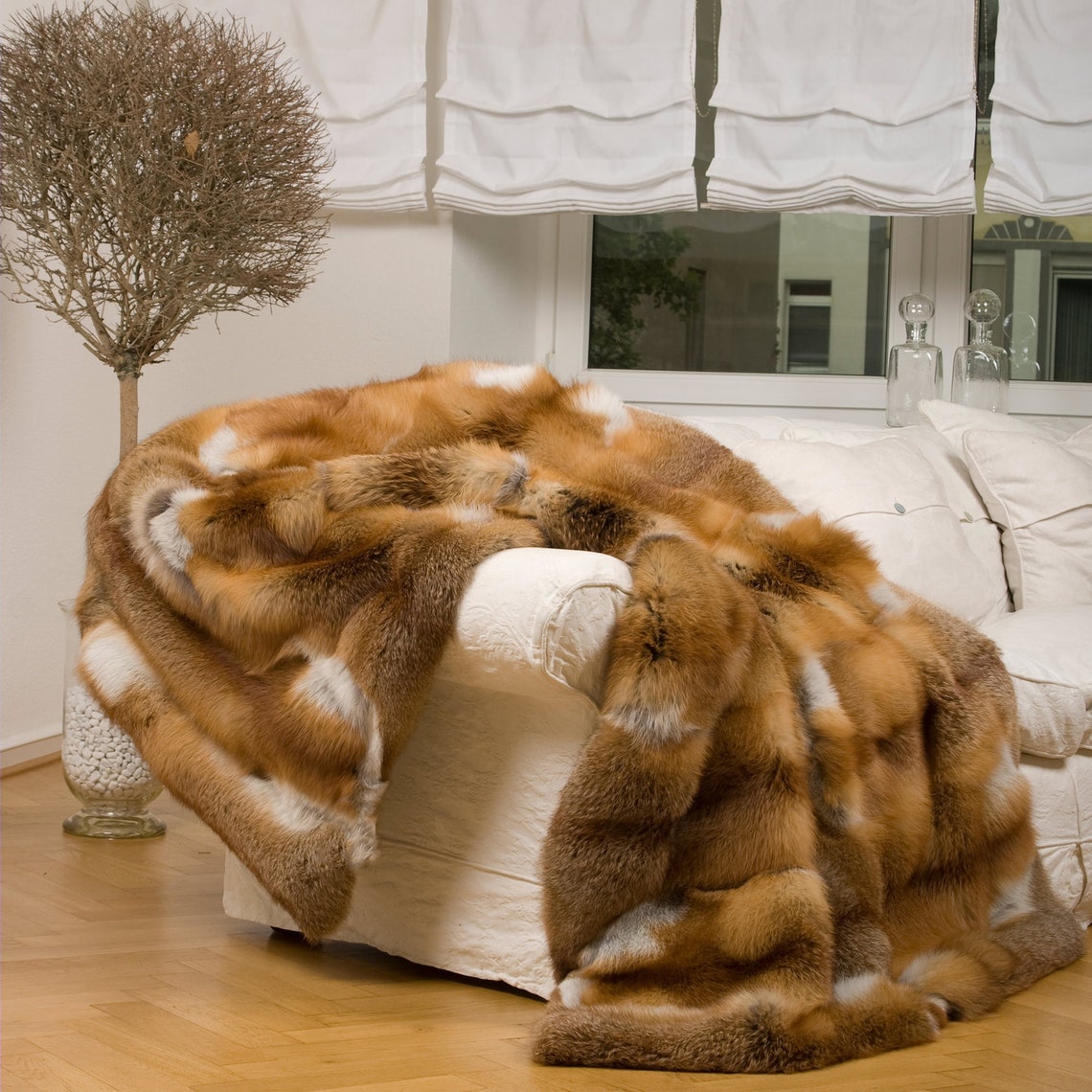 Full Skin REAL FOX FUR Throw/blanket Luxury Cashmere Style - Etsy