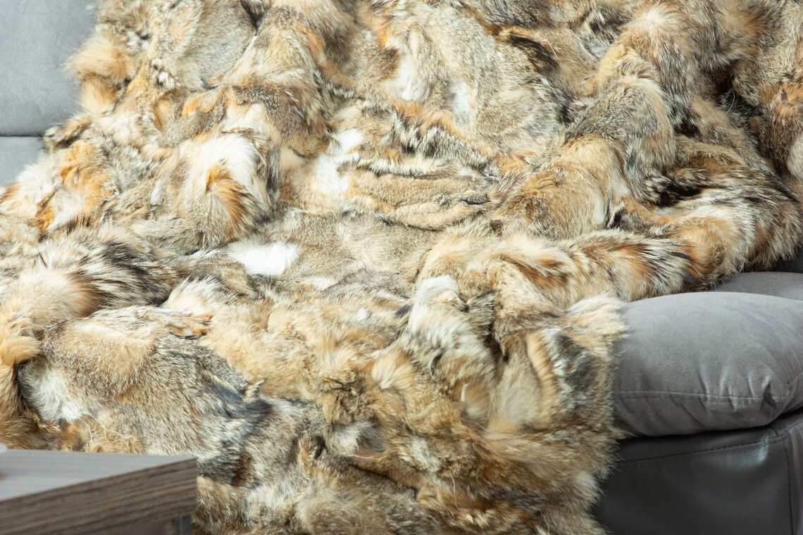 Real Natural Grey Fox Fur Throw Fur Warmer Fur Comforter | Etsy