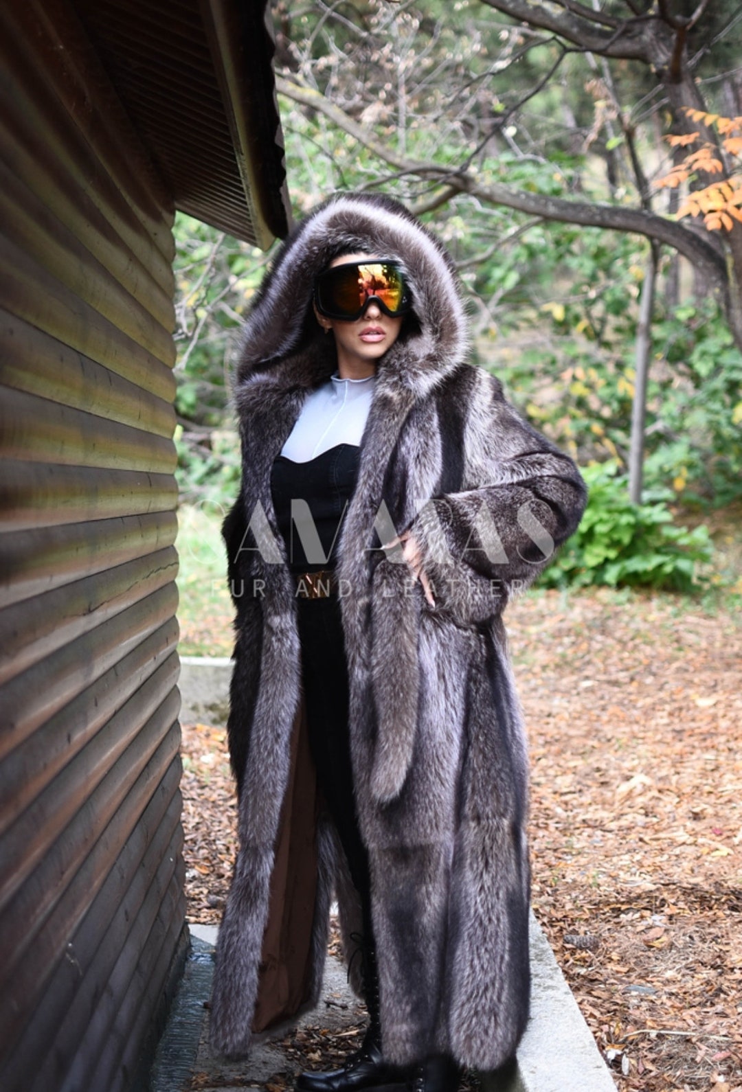 Real Luxury American Raccoon Fur Coat With Hood, Soft Raccoon Fur ...