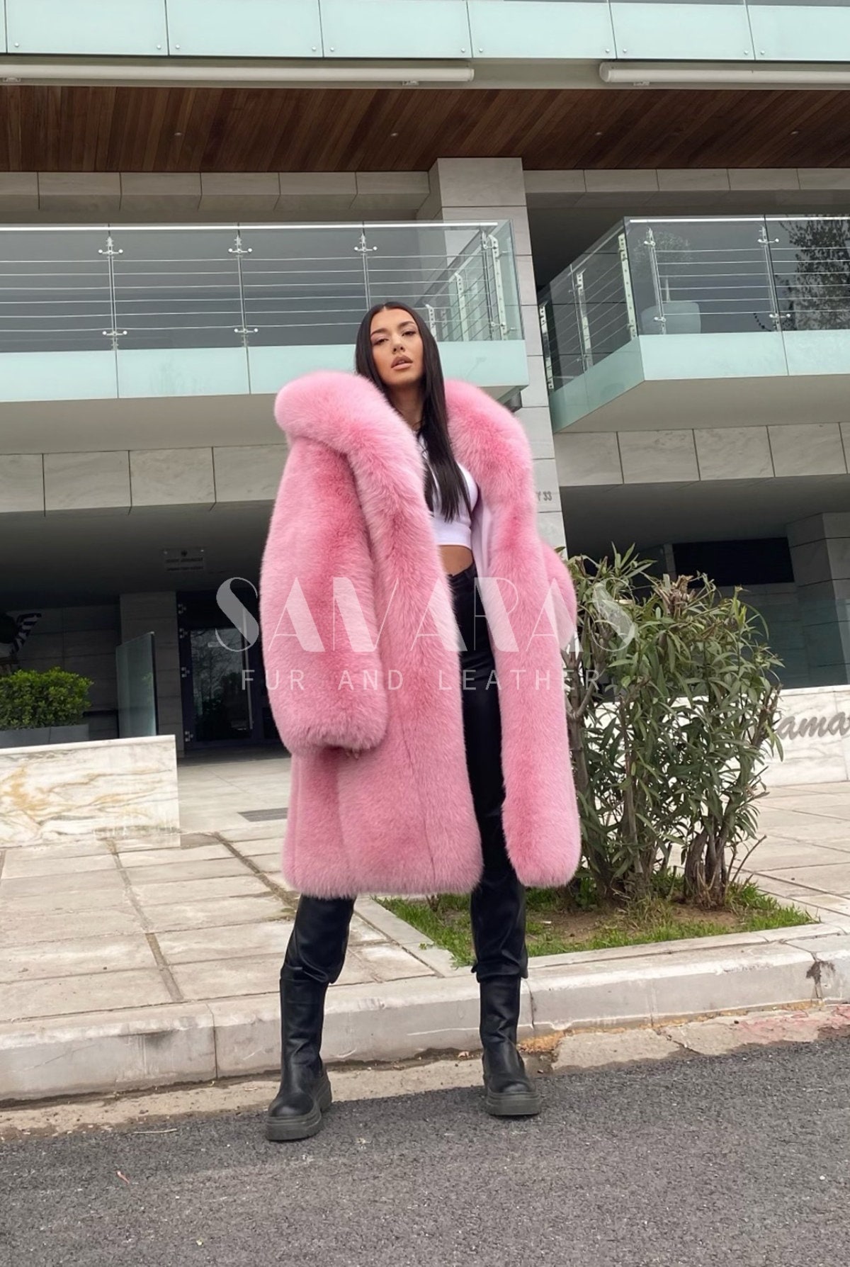 LUXURY PINK FOX fur Coat with Whole skins fur jacketfox fur - Etsy Polska