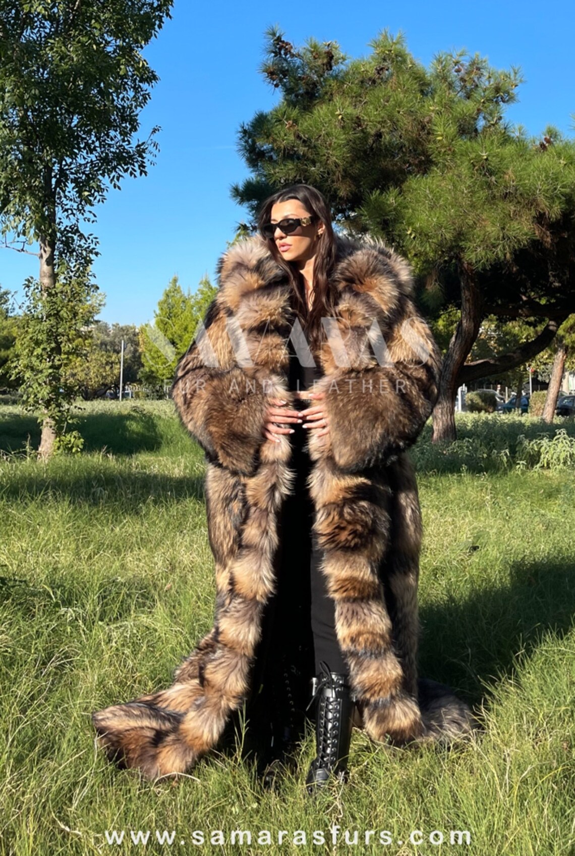 HUGE 70 Inch LONG FINNRACCOON Fur Full Coat With Whole - Etsy