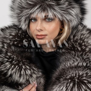 Luxury Silver Fox Jacket With Huge Lavish Collar,jacket With Whole Skins,fur Jacket Set With Fox ...