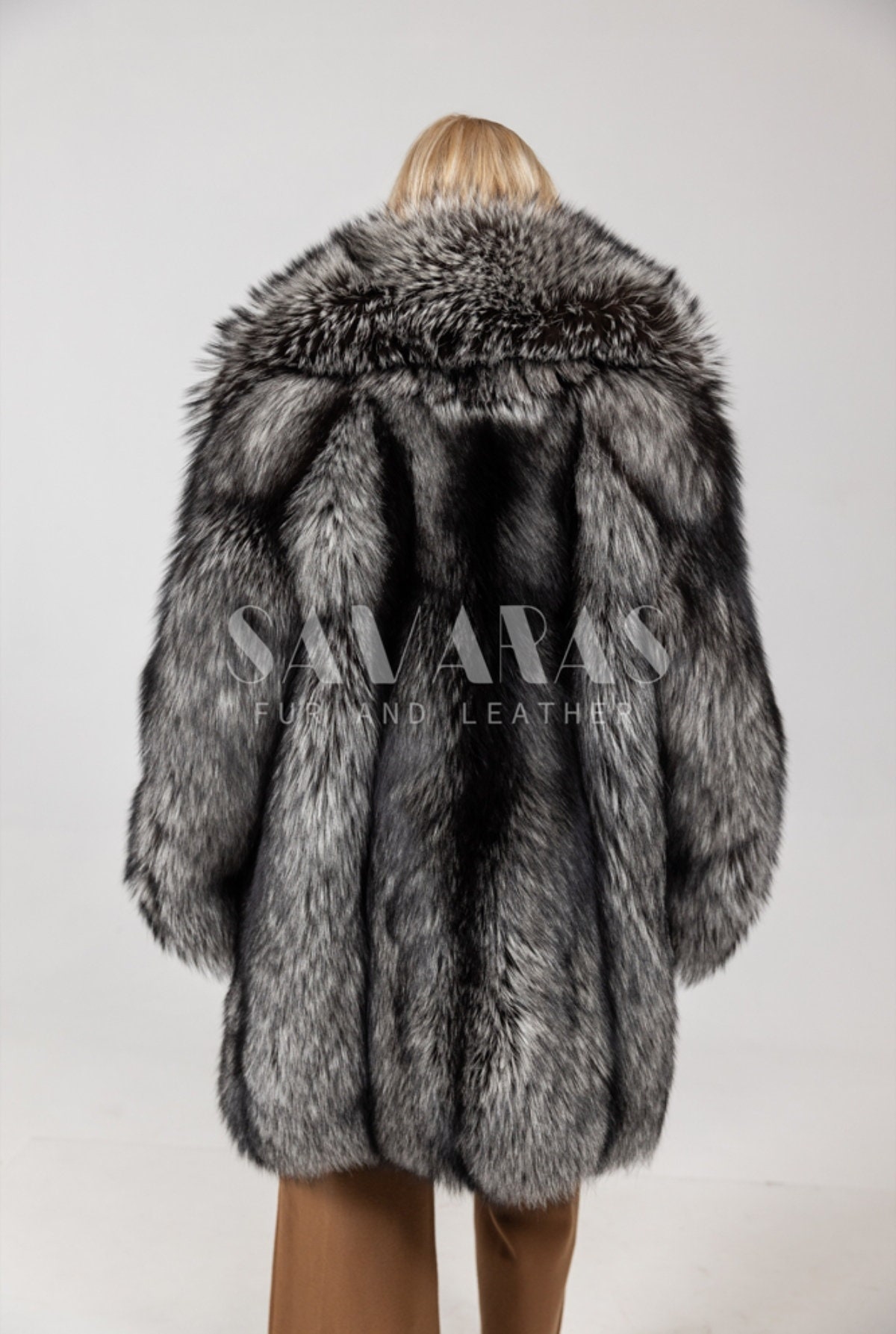 Luxury Silver Fox Jacket With Huge Lavish Collar,jacket With Whole ...