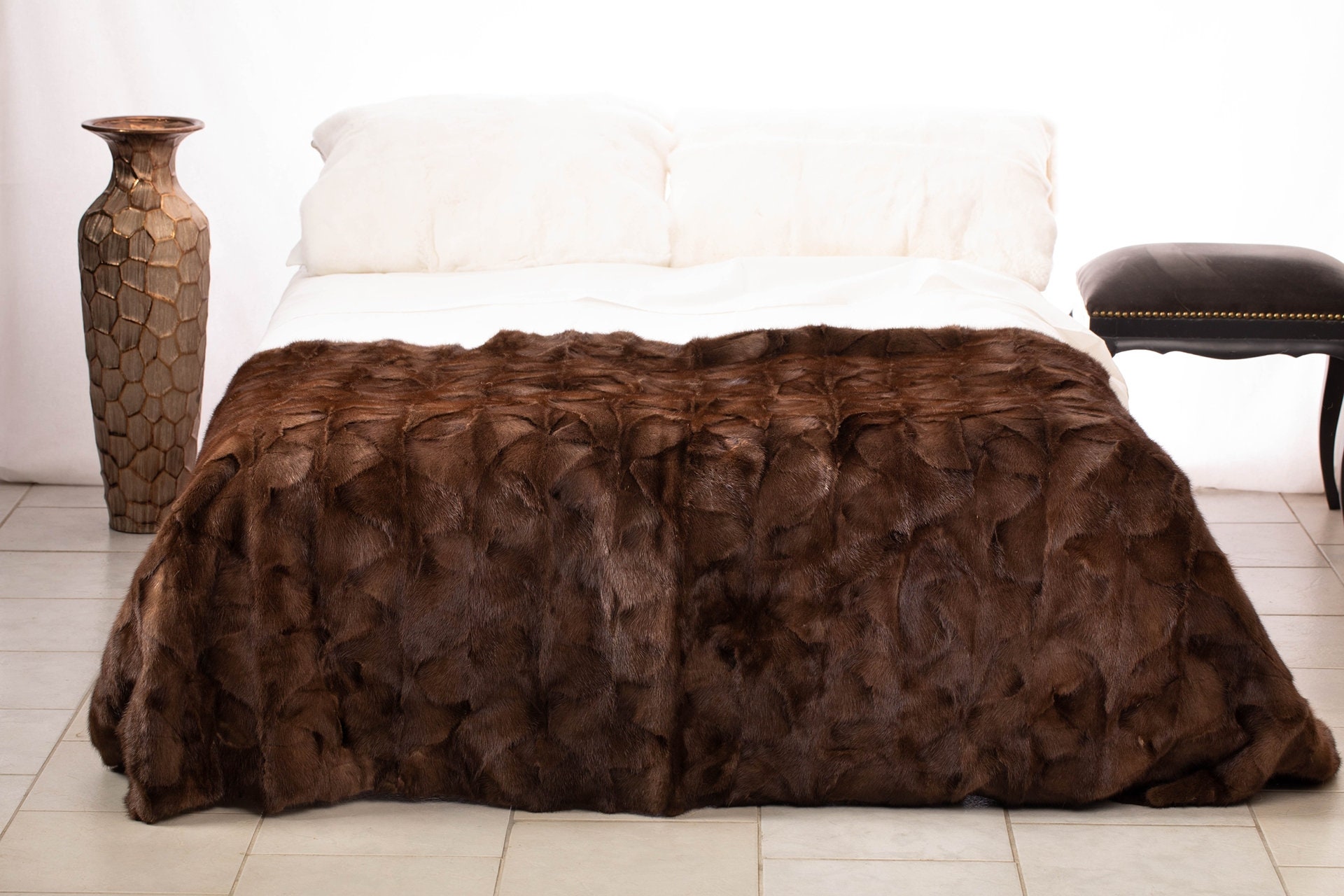 Real Mink fur throw fur warmer fur comforter fur rug | Etsy
