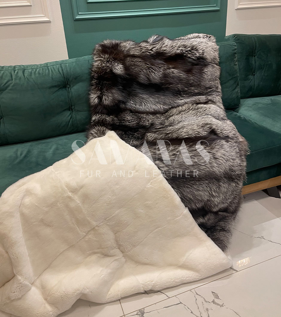 DOUBLE FACE SILVER Fox Full Skins One Side and White Rex Fur - Etsy