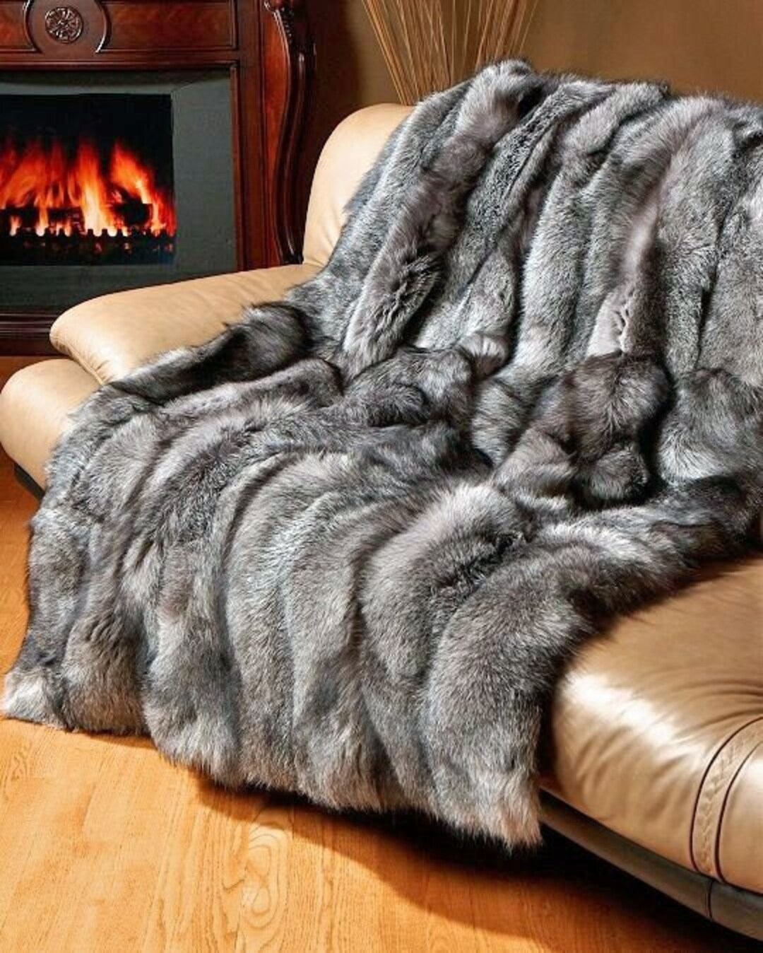 Genuine Luxury Full Skin REAL FOX FUR Throw,fur Comforter,fur Blanket ...