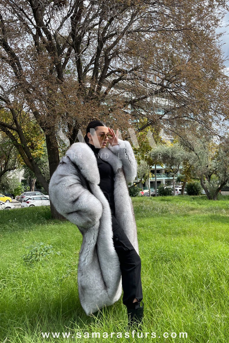 LUXURY Natural Blue Fox Fur Jacket/coat With Whole Skins and Collar,fox ...