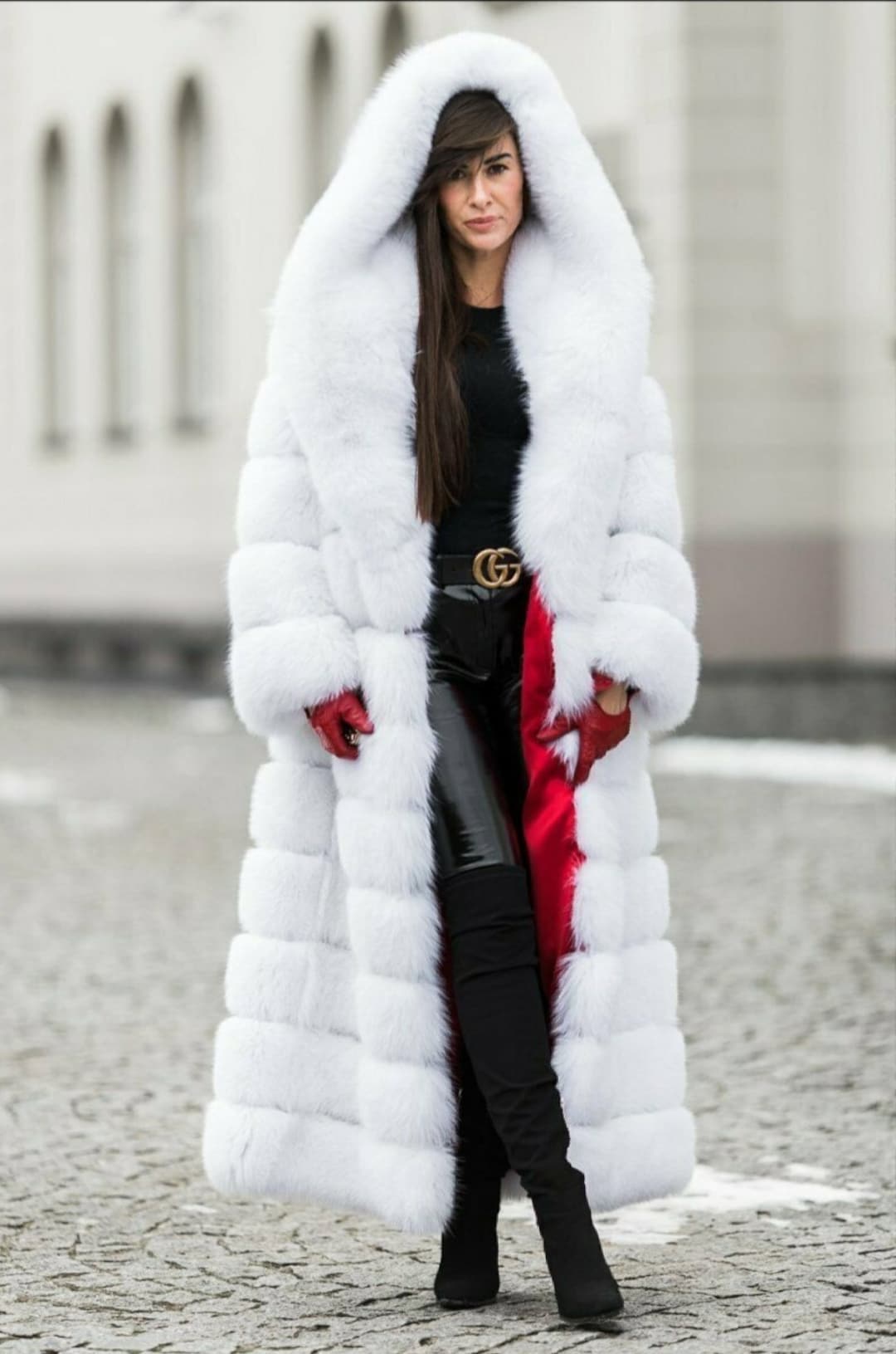LUXURY WHITE SHADOW Fox Fur Coat With Whole Skins, Fur Jacket, Luxury ...