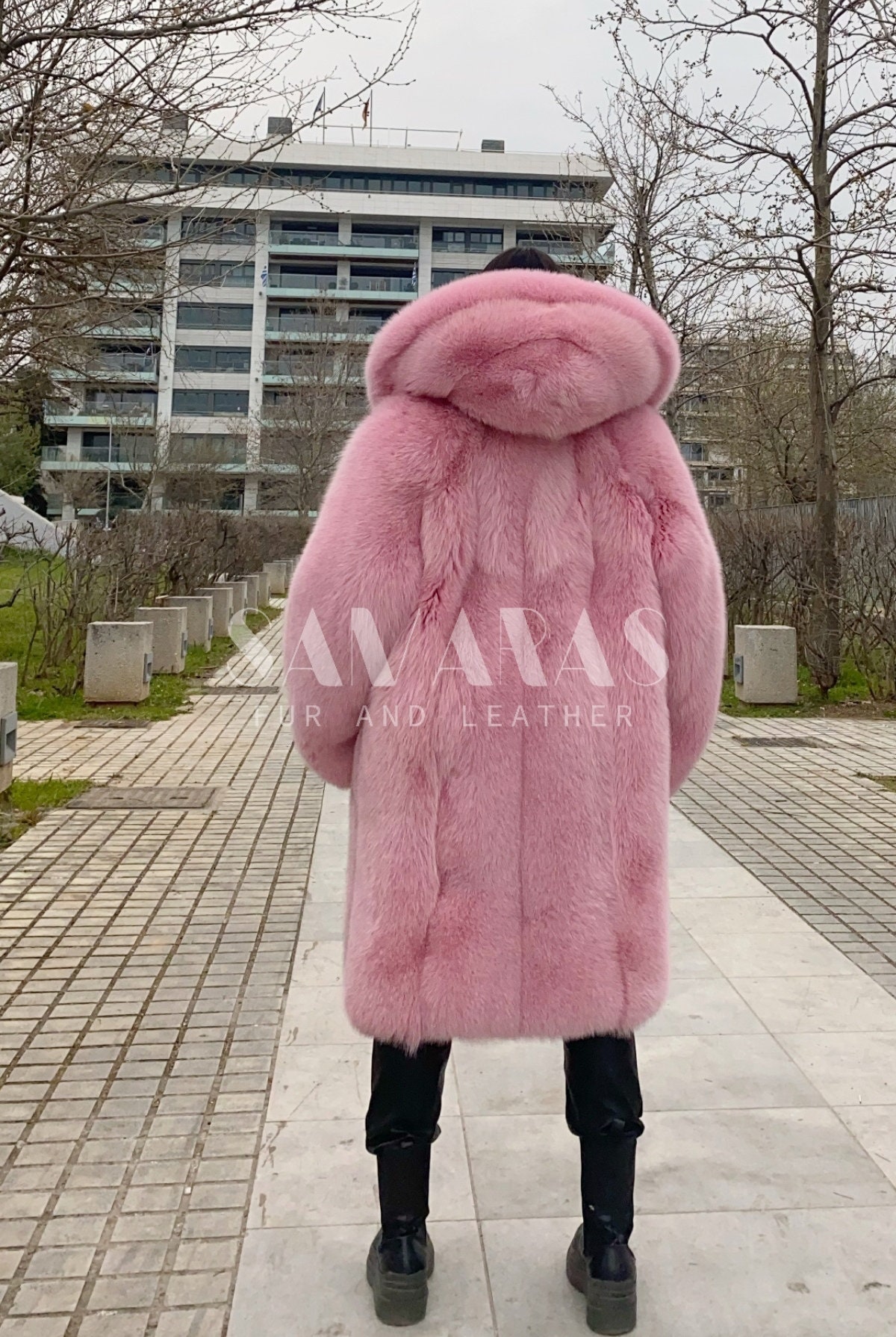 LUXURY PINK FOX fur Coat with Whole skins fur jacketfox fur - Etsy Polska