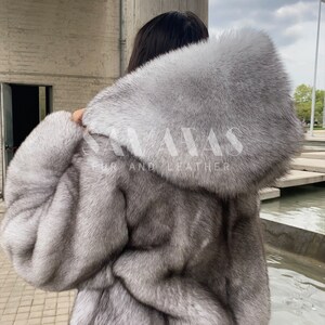 Full Skin BLUE FOX Fur Jacket/coat, Fur Jacket,luxury Fur Jacket,blue ...
