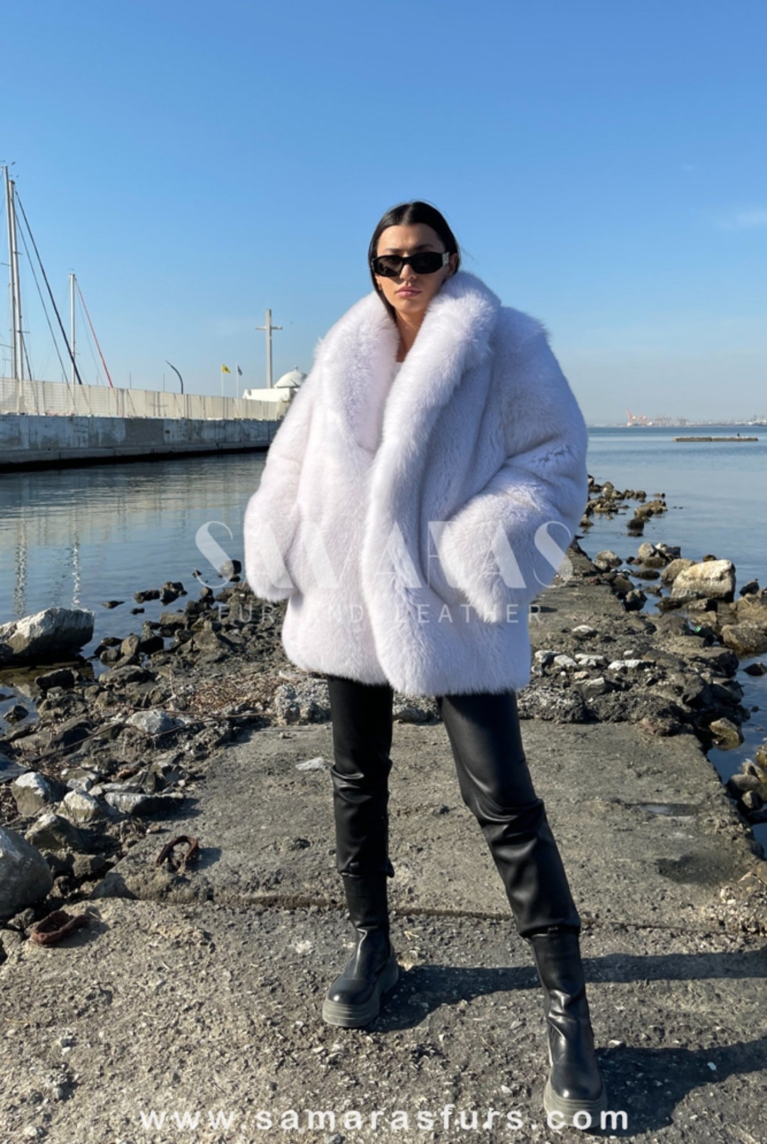 Luxury SHADOW WHITE Fox Fur Coat With Whole Skins,fur Jacket, Luxury ...