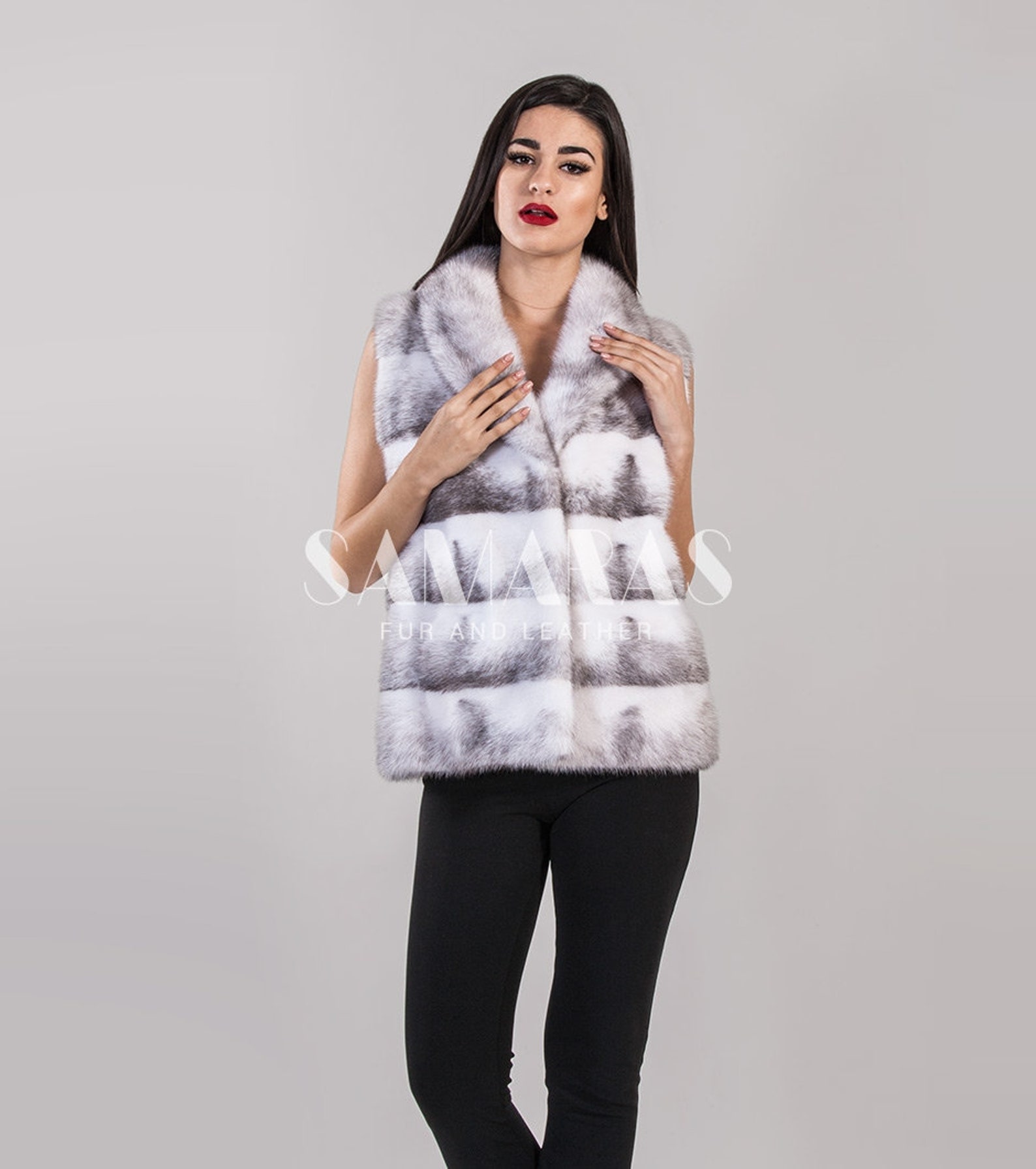 REAL MINK FUR Vest With Small Collarfull Skin Fur Vest 3 - Etsy