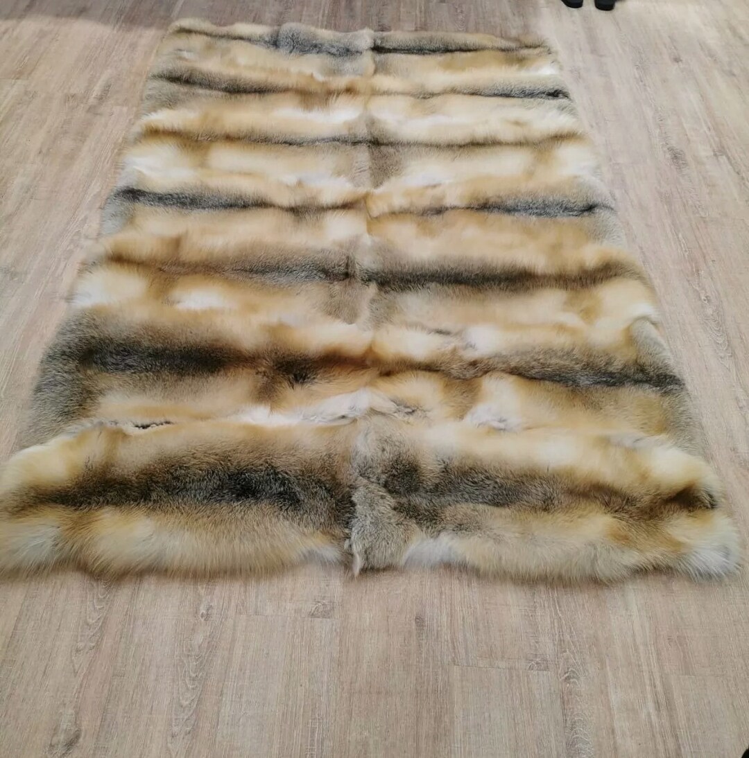 REAL FOX FUR Throw Full Skin Rug-comforter ,fur Throw,fur Blanket ...