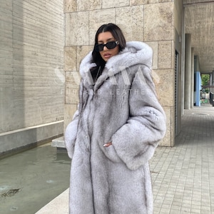 Full Skin BLUE FOX Fur Jacket/coat, Fur Jacket,luxury Fur Jacket,blue ...