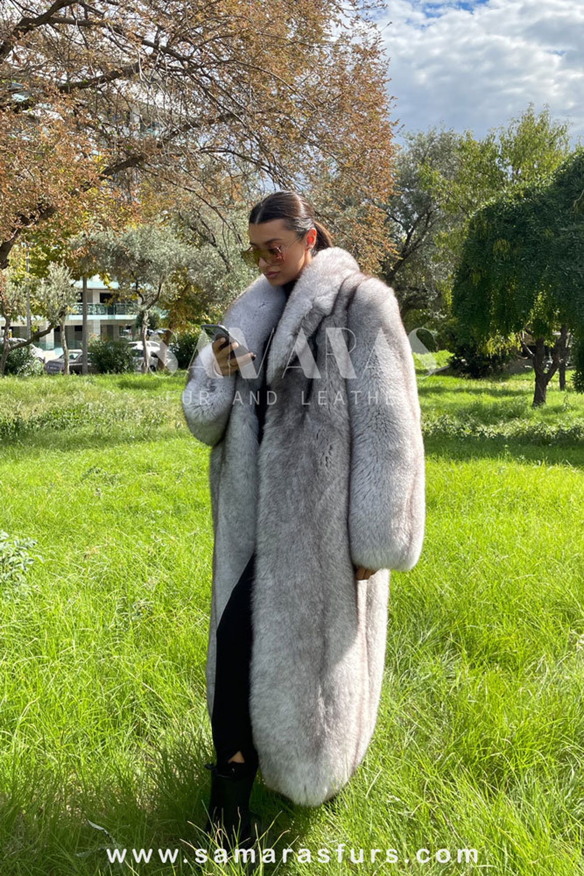 LUXURY Natural Blue Fox Fur Jacket/coat With Whole Skins and Collar,fox ...