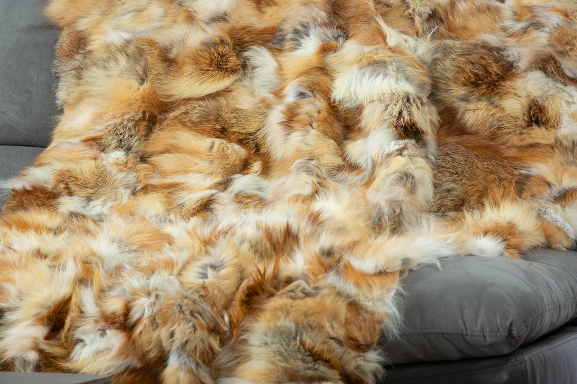 REAL FOX FUR Throwfur Comforterfur Blanket Fur Rug Fox Fur | Etsy