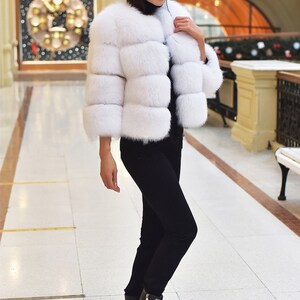 LUXURY Full Skin Real Fox Fur Jacket With Whole Skins and Real Leather ...
