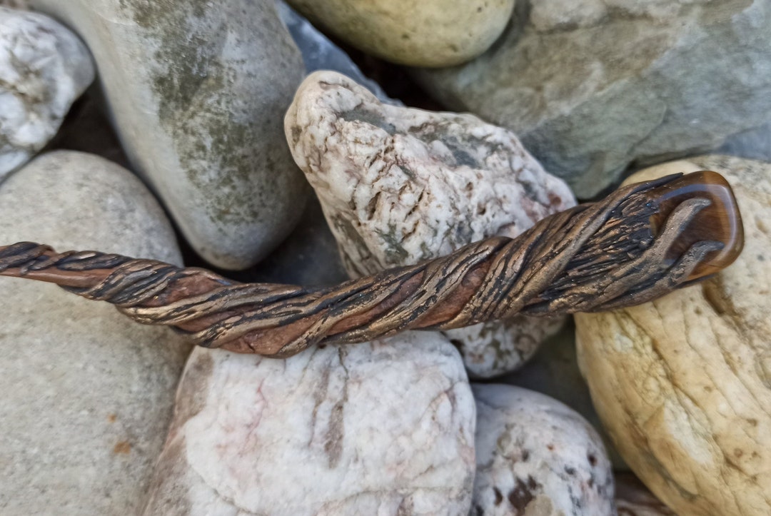 A Magic Wand, Made of Wood, Polymer Clay, Mineral Tiger's Eye//amulet ...