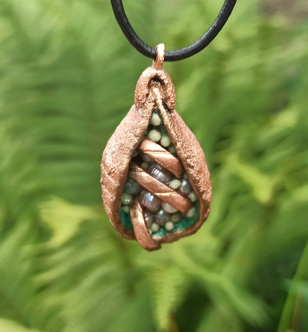 Necklace Amulet Handmade/Сopper/pearls/electroplating/gift/ - Etsy