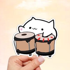 Bongo Cat Meme Vinyl Sticker, Meme Stickers, Water Bottle Stickers ...