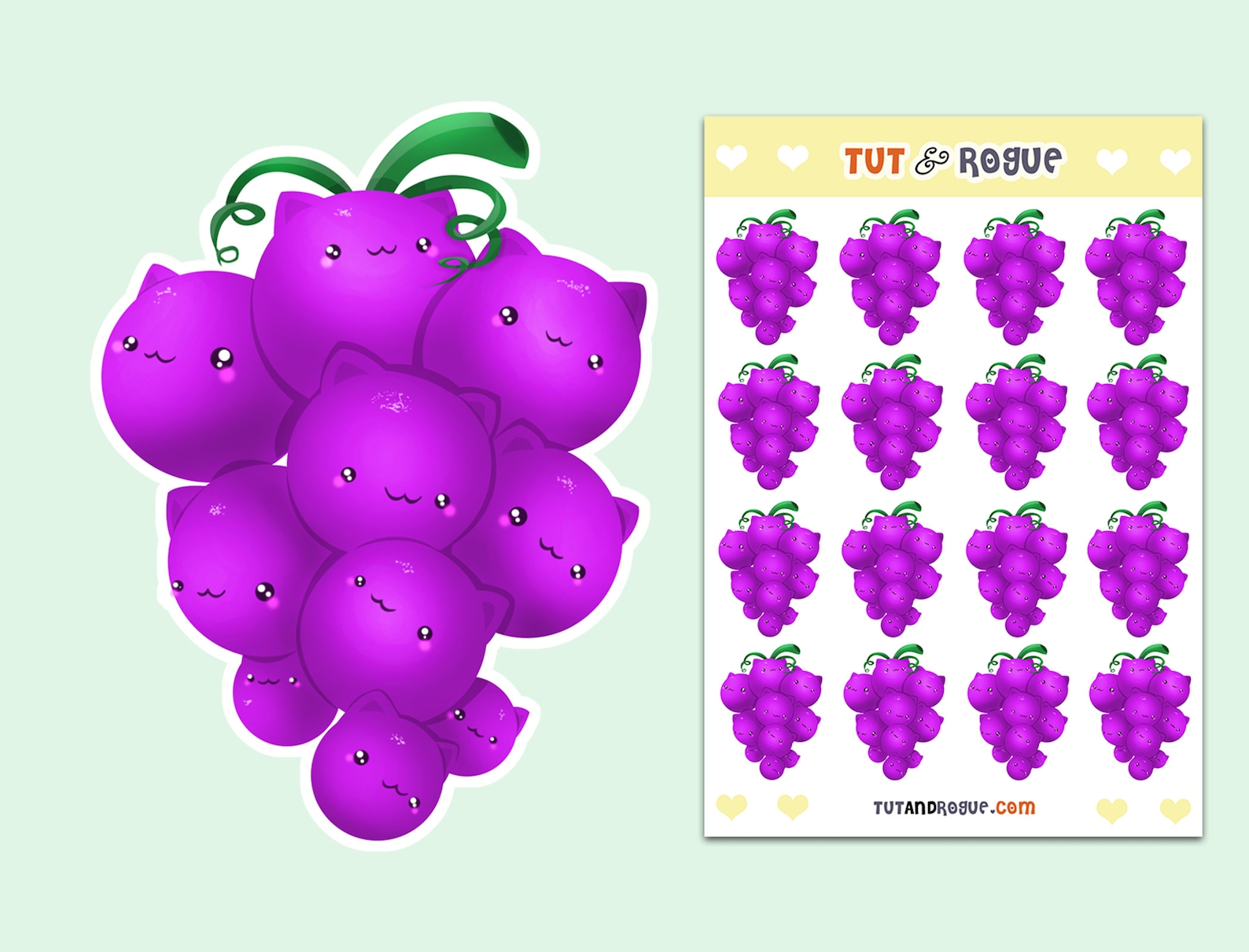 Grape Sticker Sheet Cat Stickers - Etsy