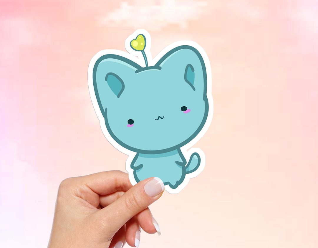 Blue Kawaii Cat Vinyl Sticker: Waterproof Neko Car Decal - Etsy
