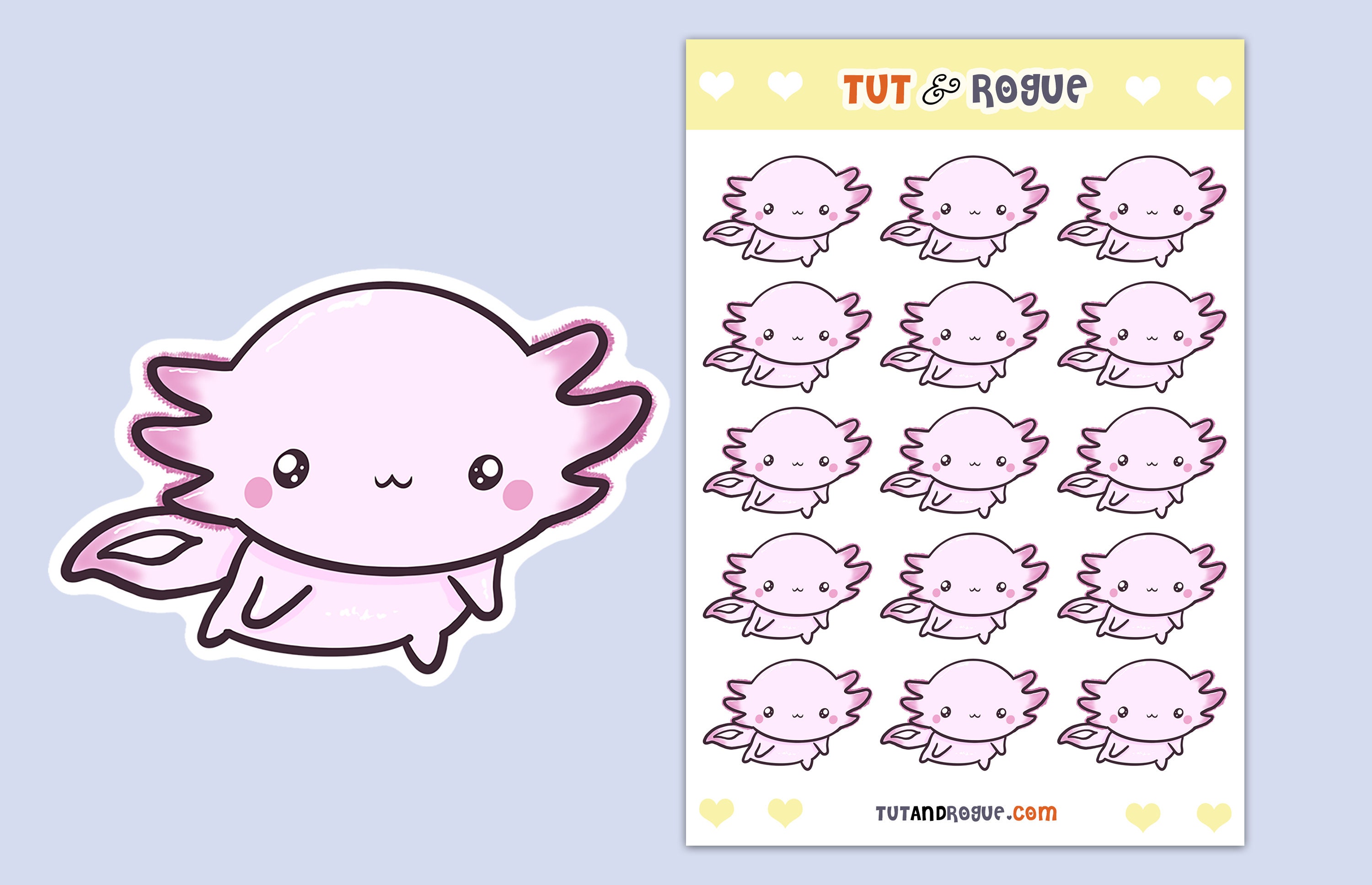 Axolotl Sticker Sheet, Kawaii Stickers, Cute Stickers, Planner Stickers ...