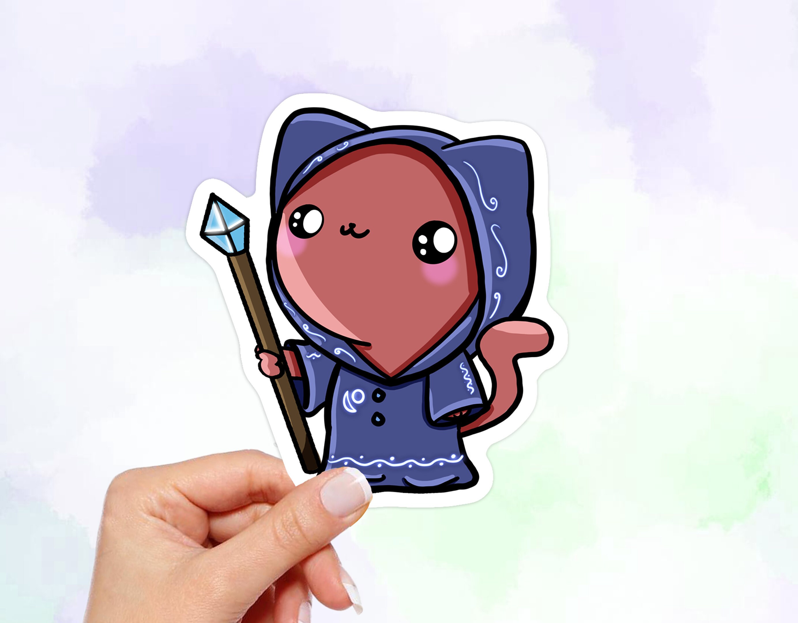 Digital Any 5 Stickers Adorable Dungeons and Dragons Wizard Cat ...