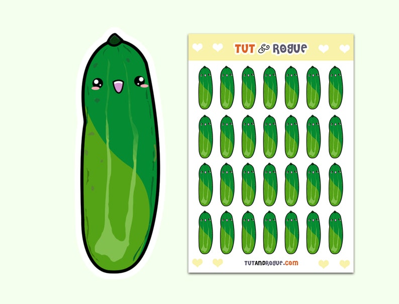 Cucumber Sticker Sheet - Etsy
