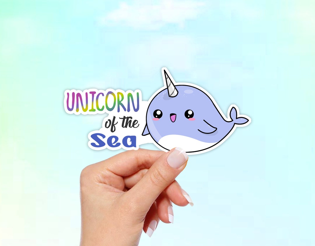 Narwhal Vinyl Sticker, Unicorn of the Sea, Waterproof Sticker, Water ...