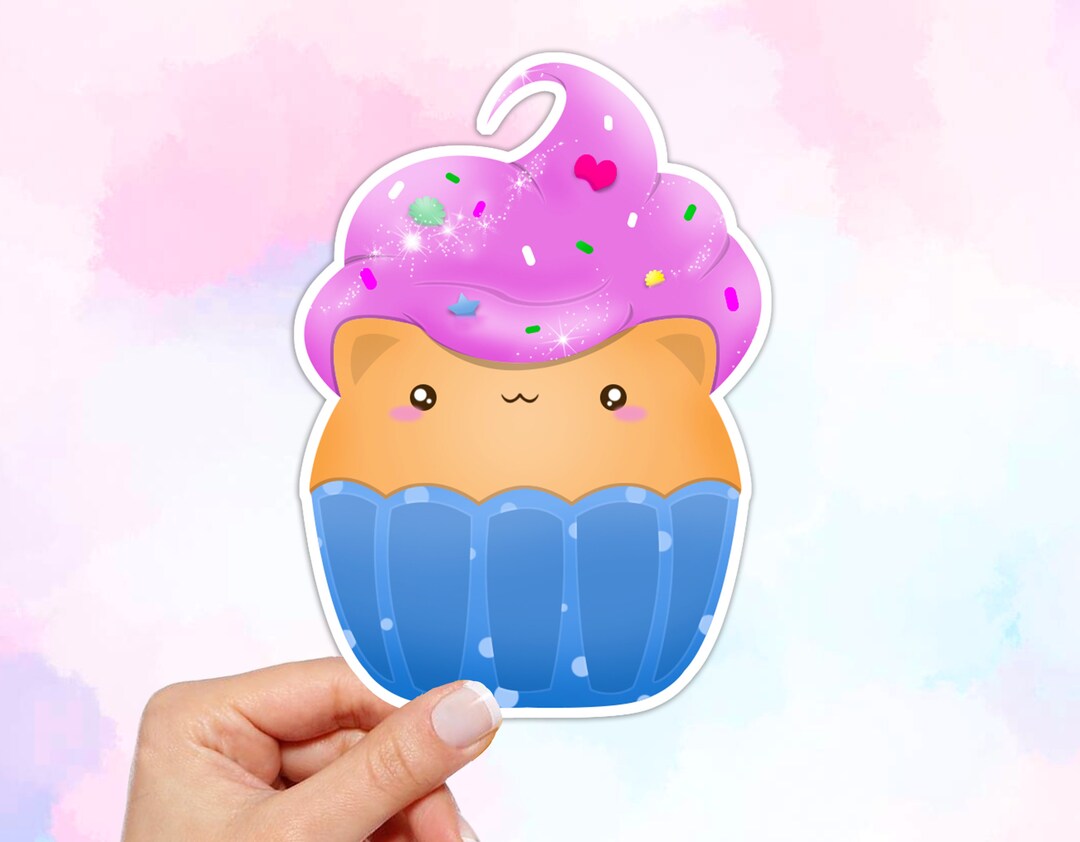 Cupcake Cat Vinyl Sticker: Waterproof Kawaii Laptop Decal - Etsy