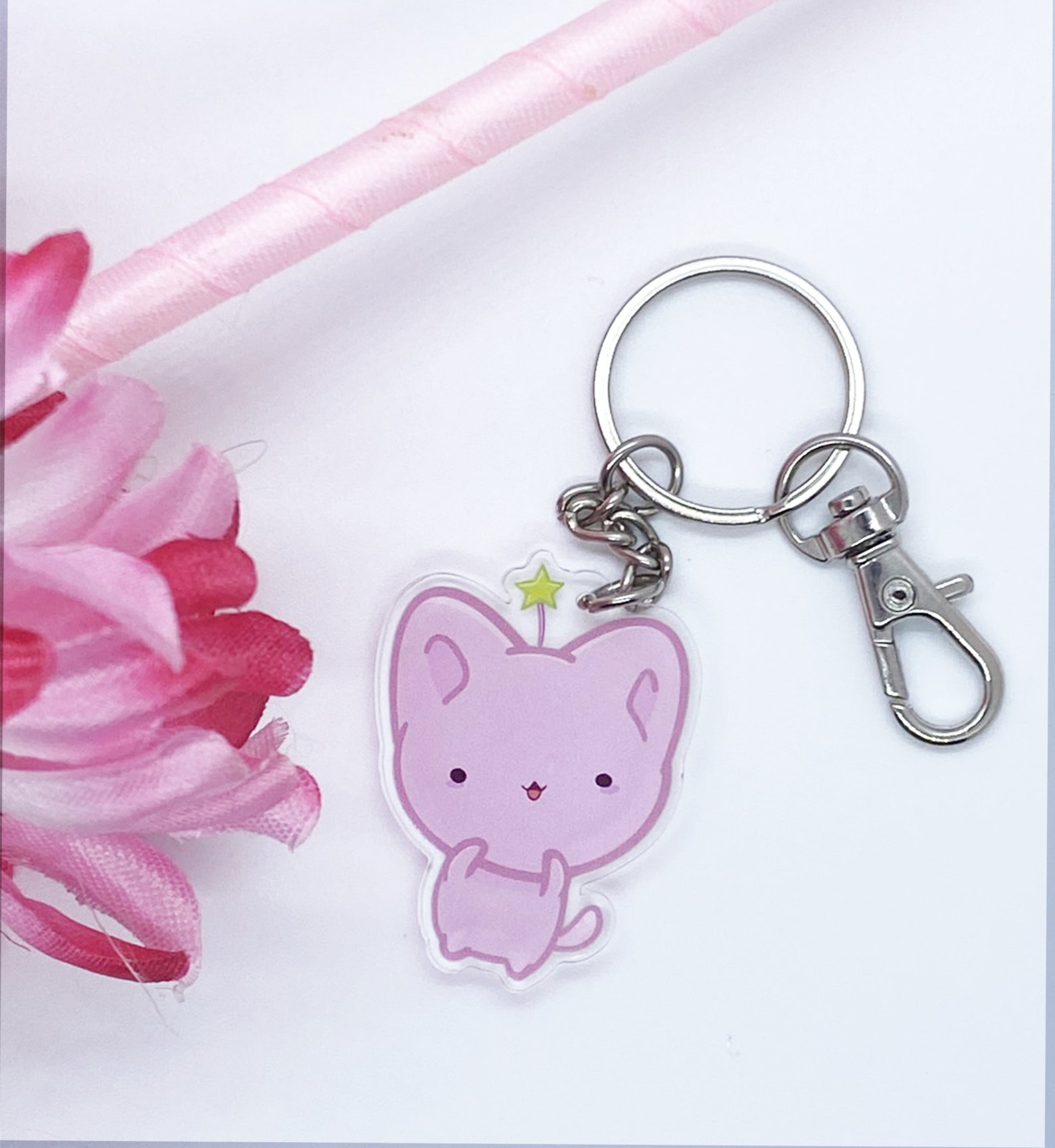 Kawaii Cat Keychain Kawaii Keychain Bitty Neko | Etsy