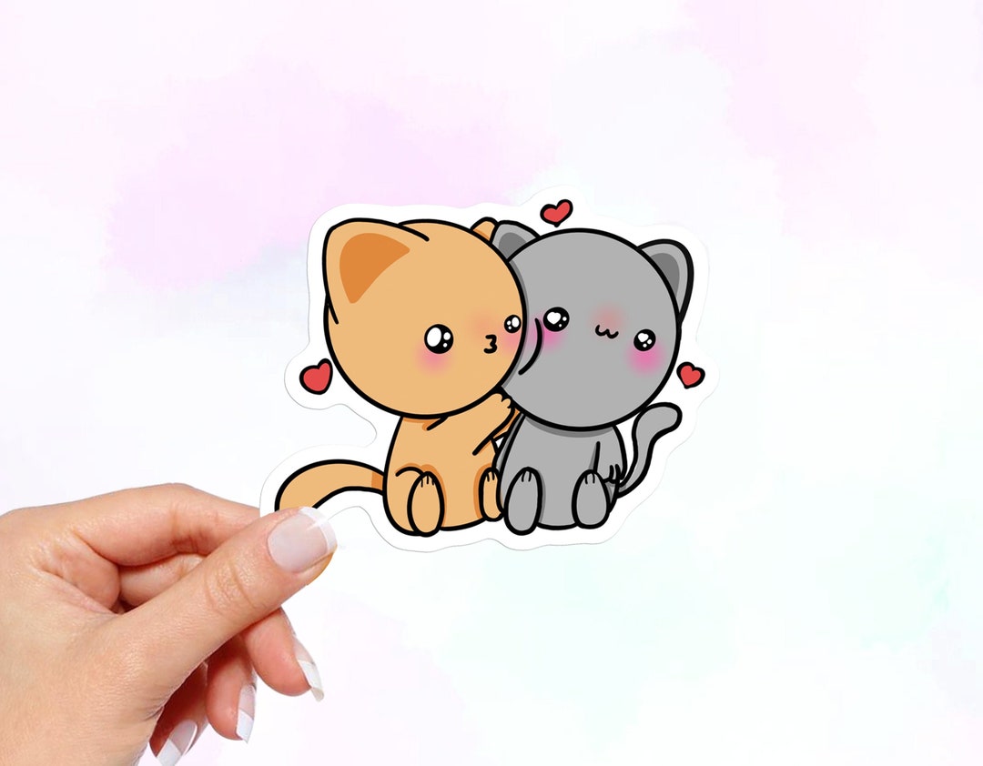 Valentines Day Kissing Cats Vinyl Sticker, Waterproof Sticker, Car ...