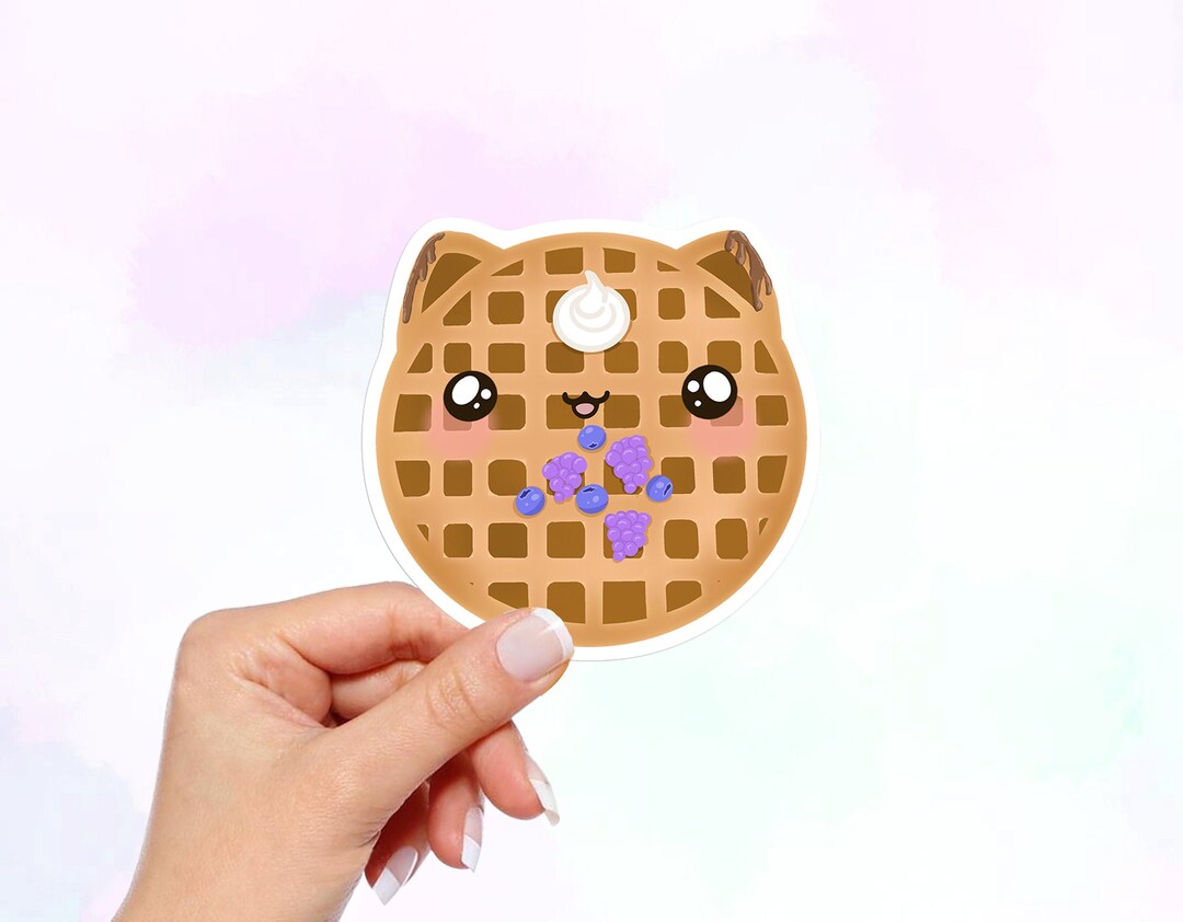 Waffle Vinyl Sticker, Waterproof Sticker, Water Bottle Sticker, Laptop ...