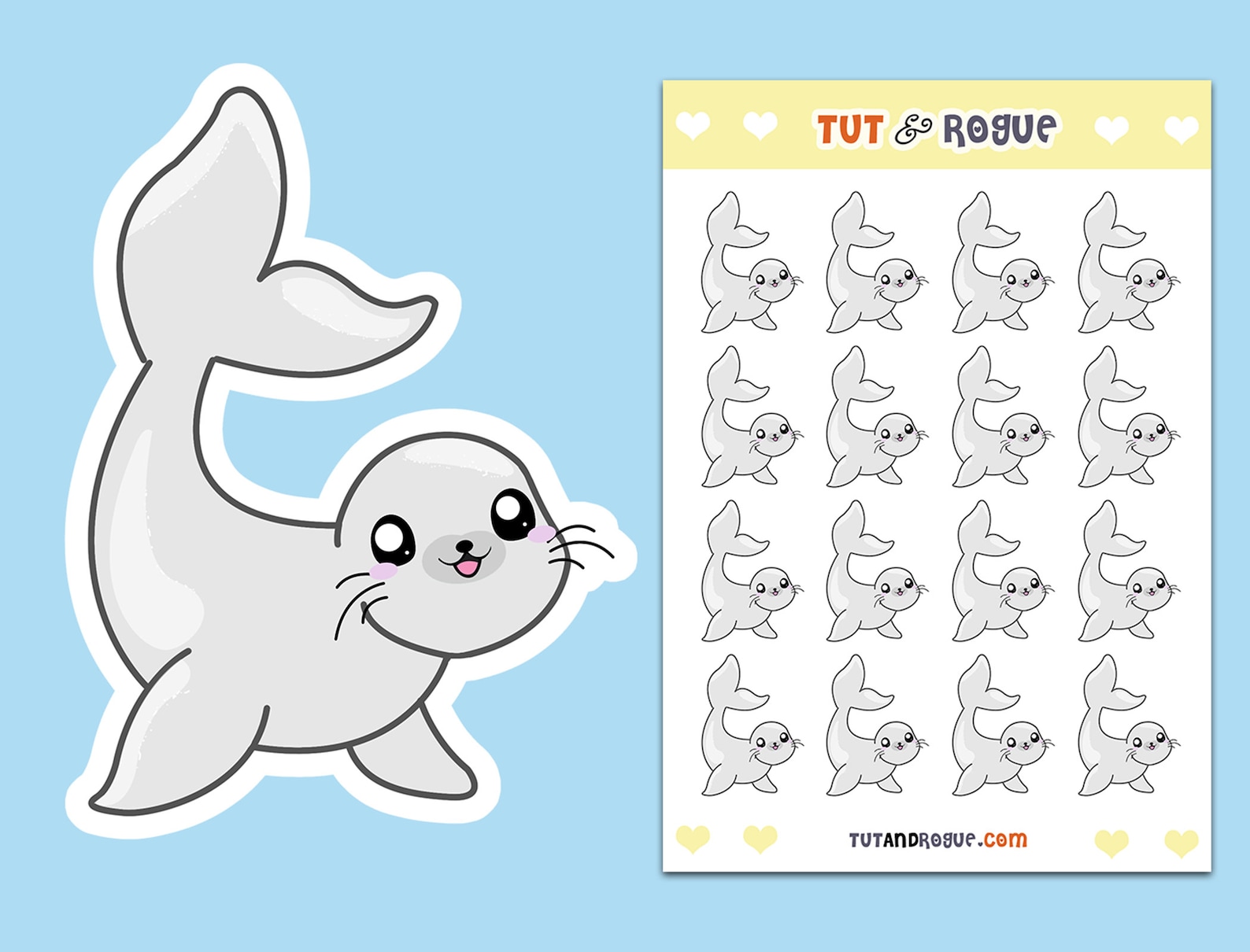 Seal Sticker Sheet Seal stickers Kawaii Seal Ocean sticker | Etsy