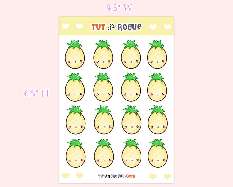 Kawaii Pineapple Sticker Sheet, Cute Planner Stickers - Etsy