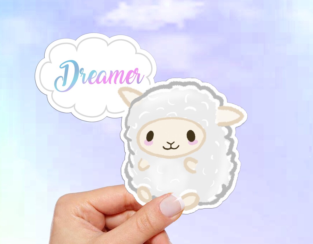Sheep Vinyl Sticker, Dreamer, Waterproof Sticker, Laptop Sticker, Water ...