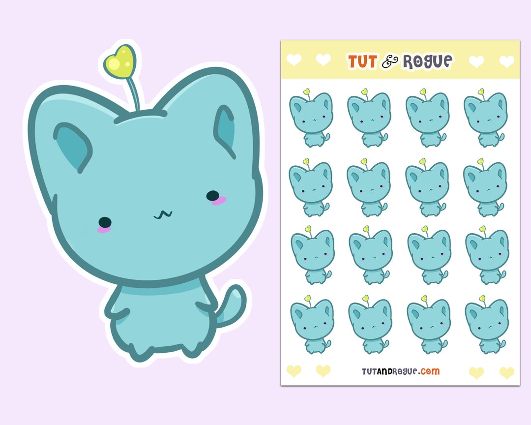 Cat Stickers Sheet, Blue Bitty Neko, Neko Stickers, Japanese Stickers ...