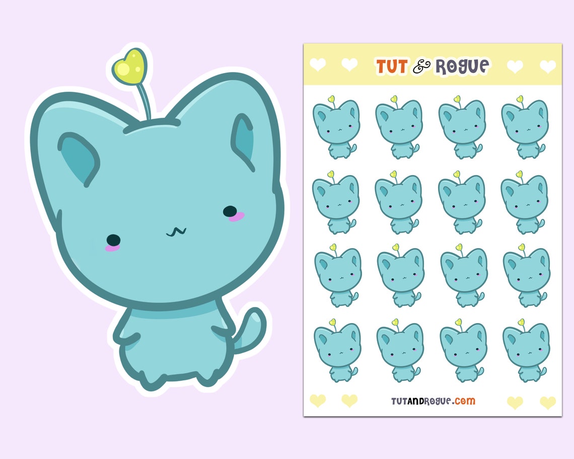 Cat Stickers Sheet Blue Bitty Neko Neko Stickers Japanese - Etsy