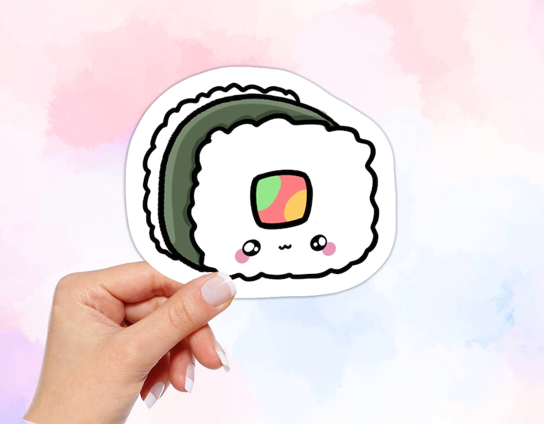 Kawaii Sushi Roll Sticker: Waterproof Vinyl Decal - Etsy