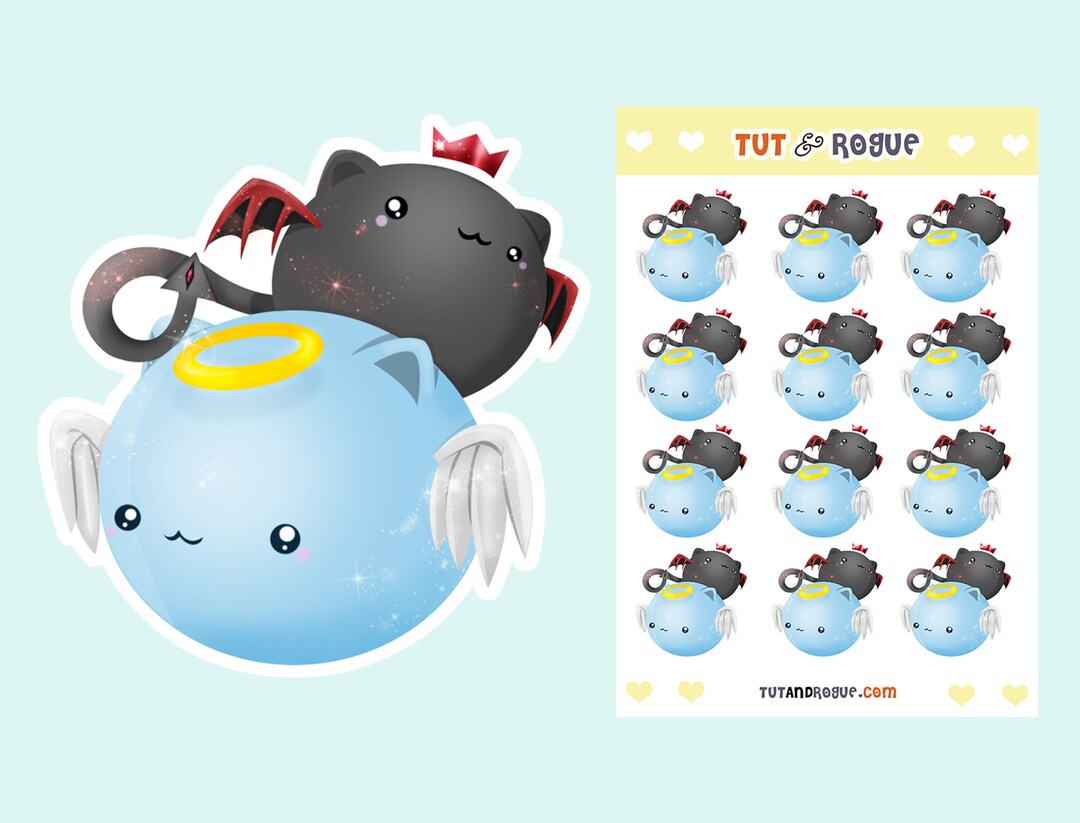 Angel and Demon Sticker Sheet, Cat Stickers, Angle Stickers, Demon ...