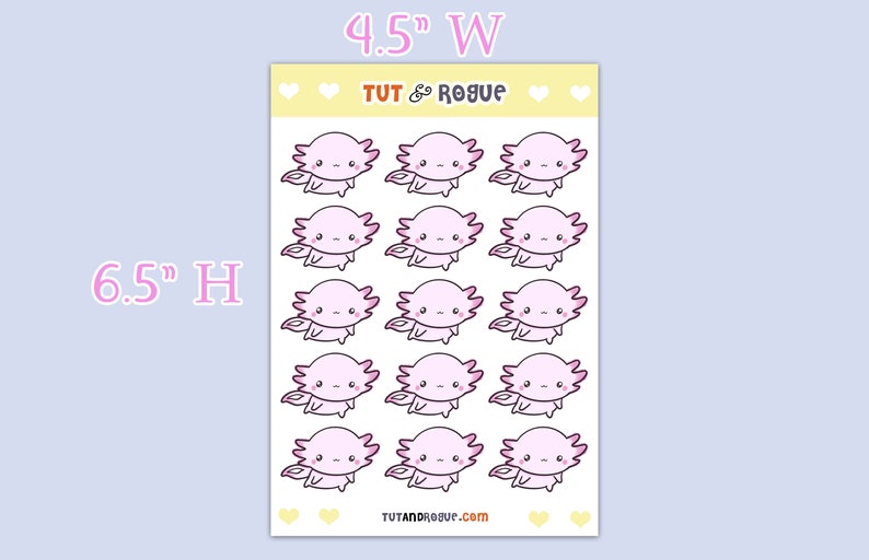 Axolotl Sticker Sheet Kawaii Stickers Cute Stickers Planner | Etsy