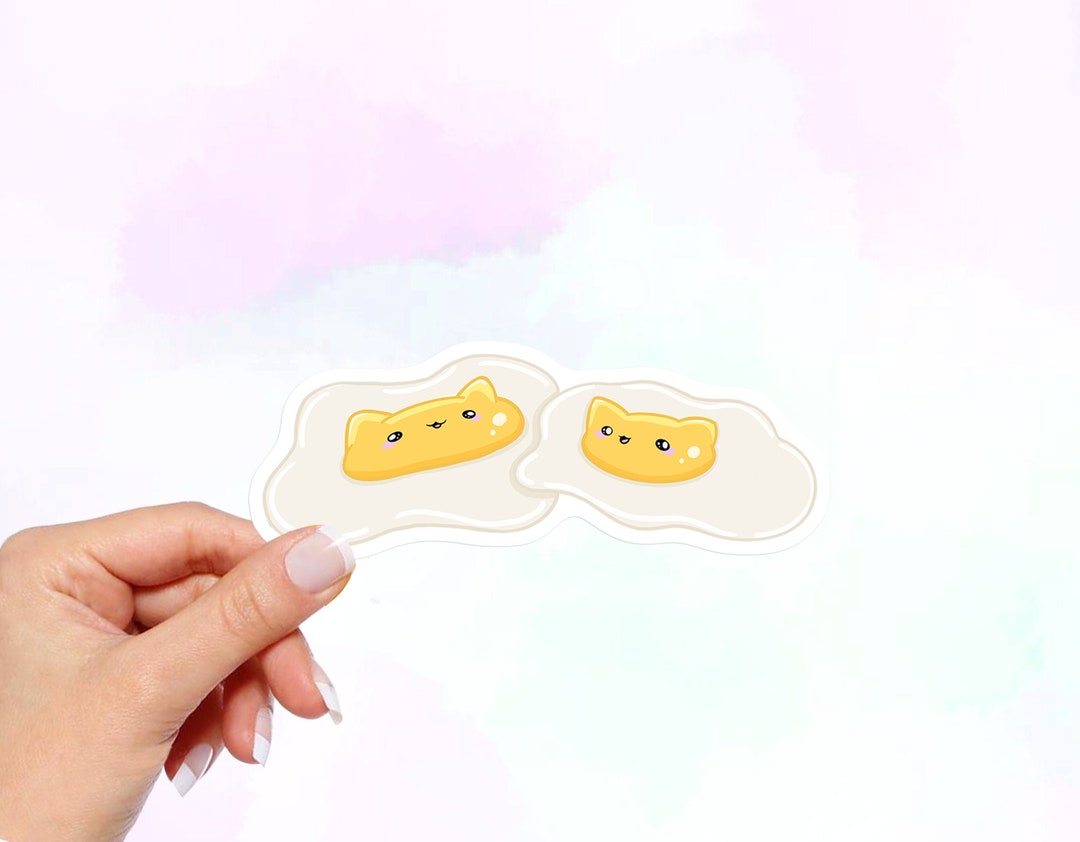 Egg Cats Vinyl Sticker: Waterproof Kawaii Decal - Etsy
