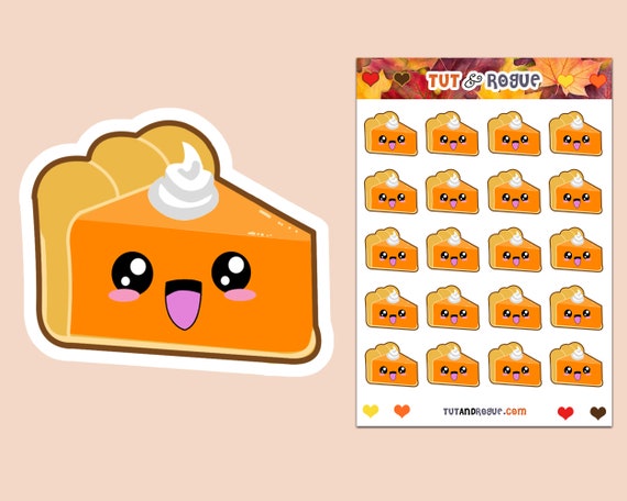 Cute Kawaii Devouring Fall Thanksgiving Art Food Vinyl | Pumpkin Pie ...