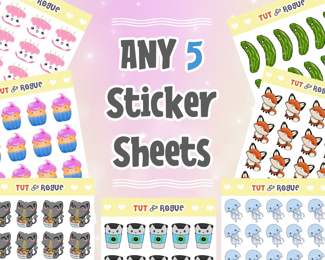 Sticker Pack Pick 5 Sticker Sheets - Etsy